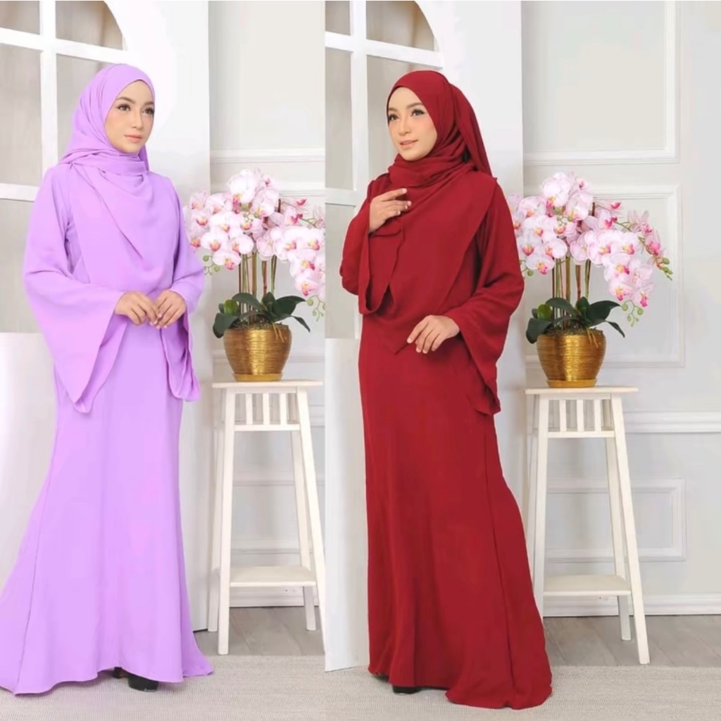 Abaya Modern plain with Free Shawl Muslimah Fashion | Shopee Malaysia