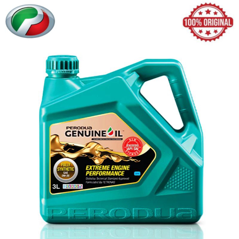 Perodua SAE 0W20 API SN Fully Engine Oil (3L)-10000KM Myvi Axia Bezza ...