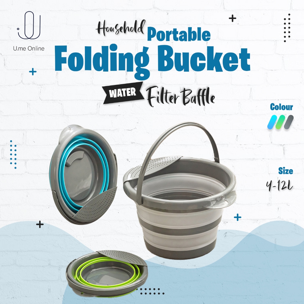 U.me Portable Folding Bucket Water Filter Baffle Household Water Bucket ...