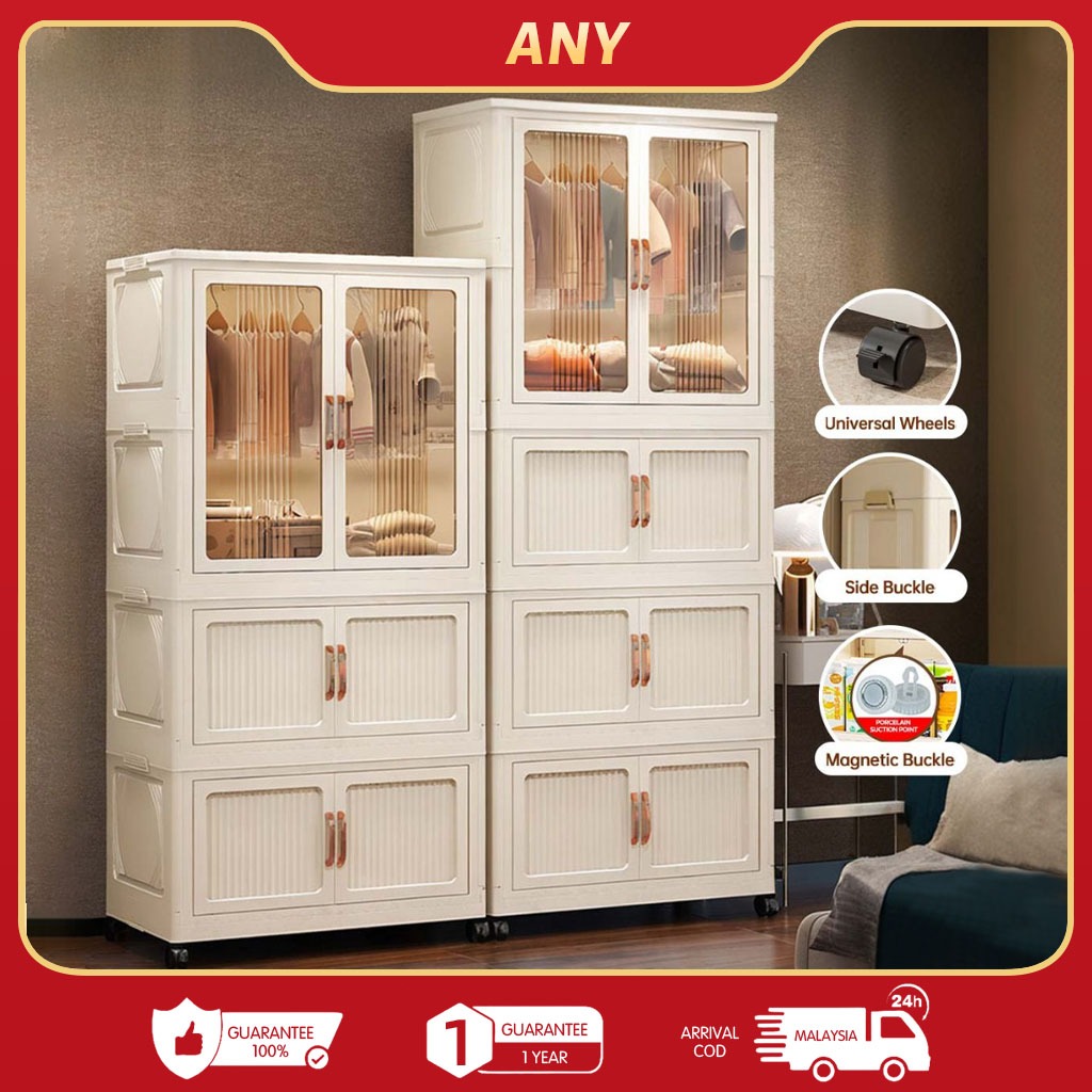 Multi Layer Wardrobe Double Open Door Storage Cabinet Stackable ...