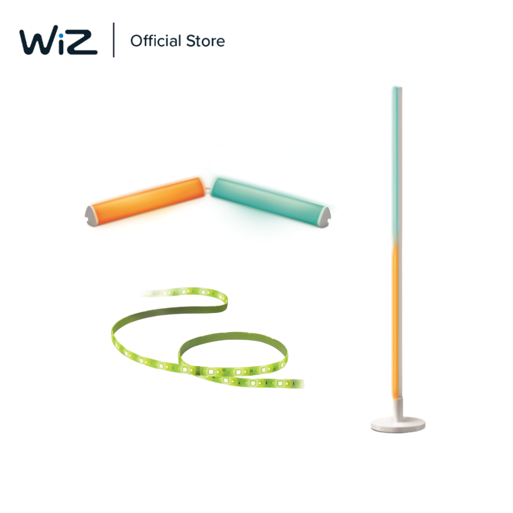 WiZ Base Bundle 2 Linear Dual Bar Lightstrip And Pole Floor Lamp (2M ...