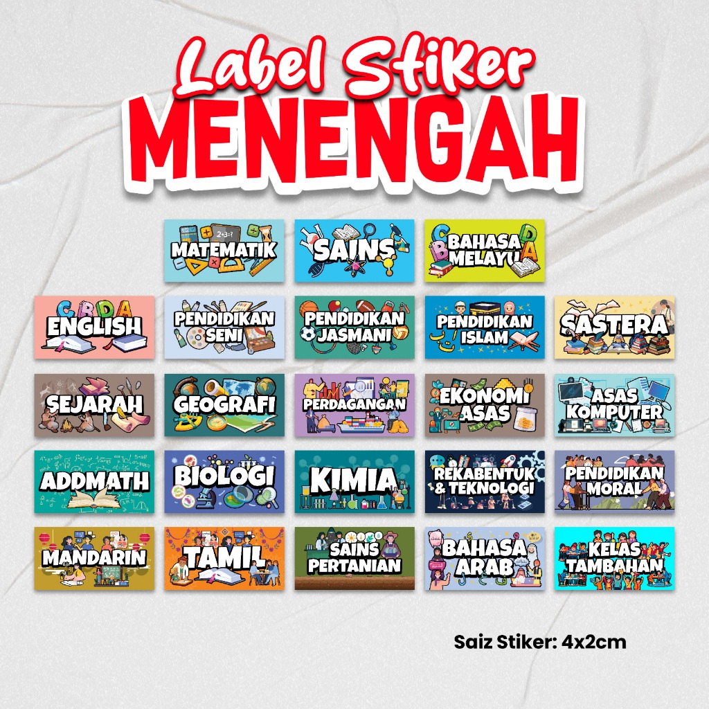 STIKER SUBJEK SEKOLAH MENENGAH | Shopee Malaysia