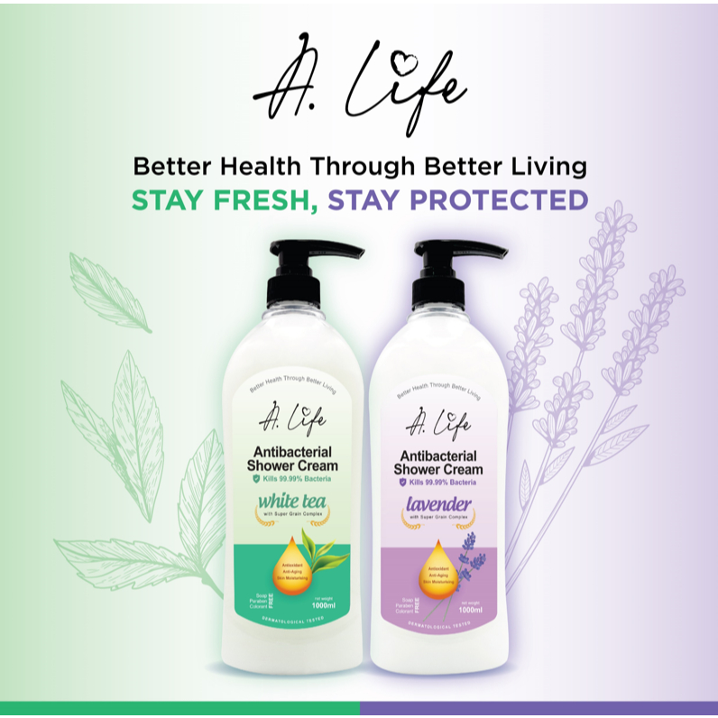 A.LIFE ANTIBACTERIAL WHITE TEA/LAVENDER SHOWER CREAM (1L) READY STOCKS ...
