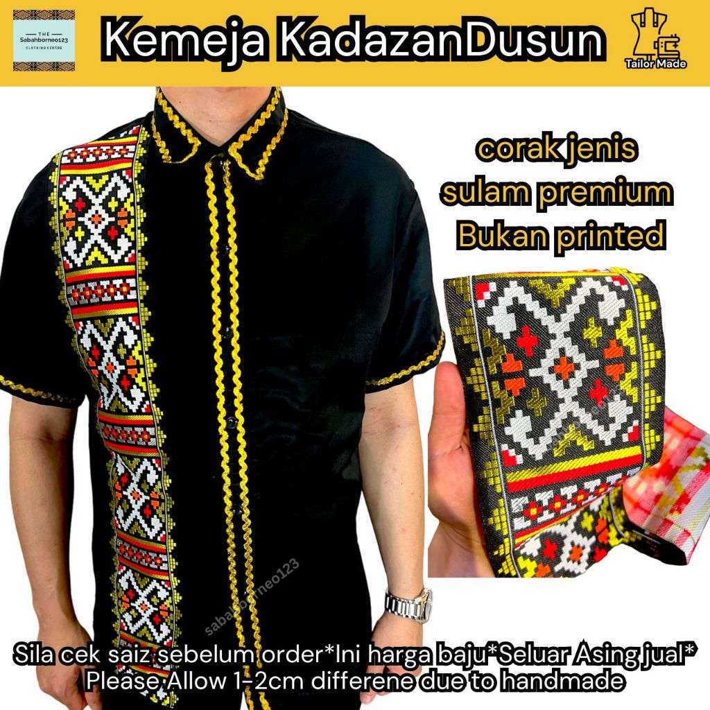 Kemeja Sulam Tradisi Modern dusun DMGOLD Sabah Baju Kaamatan kemeja ...