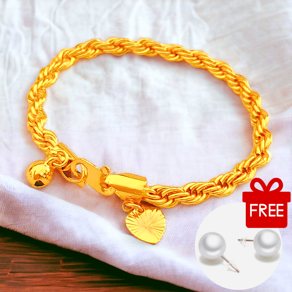 Rantai Tangan Pintal Emas Bangkok Cop 916 Gelang Tangan Wanita 916 Gold ...