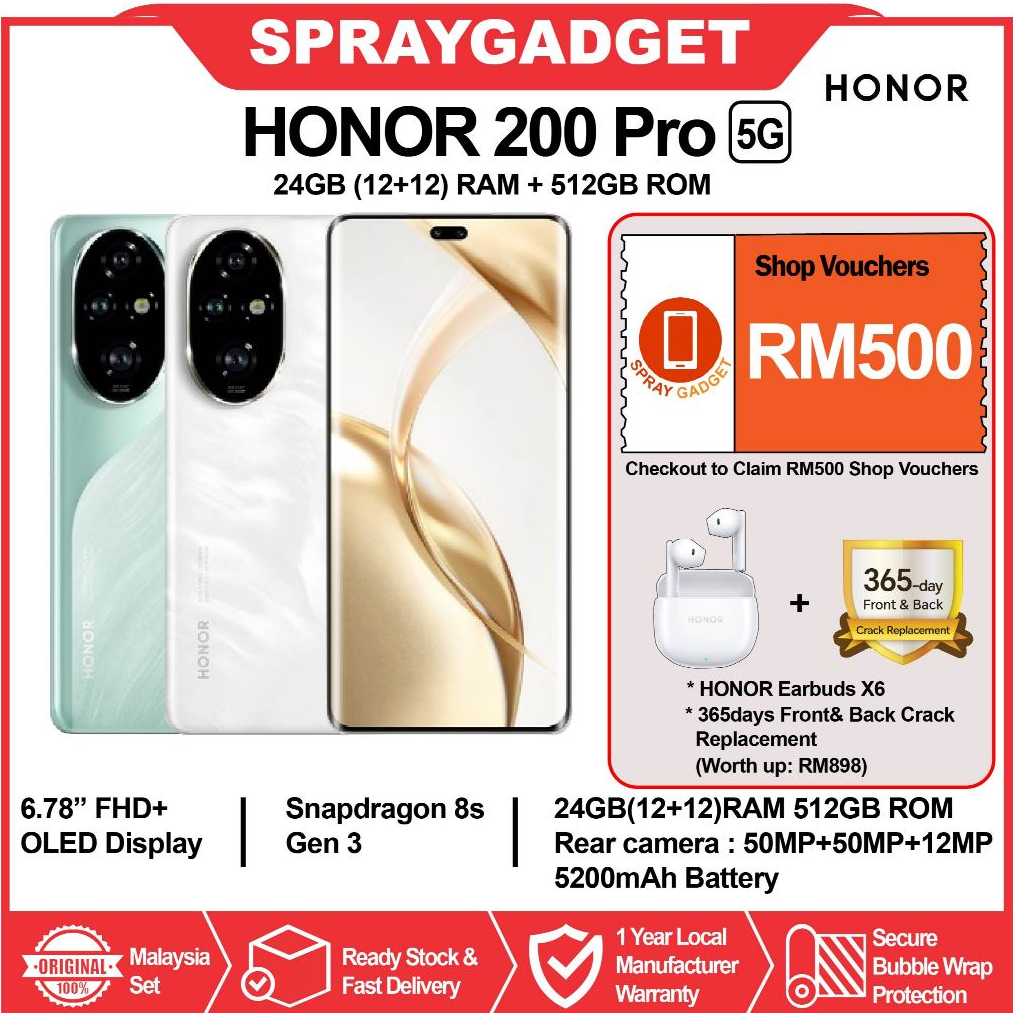 [PROMO] HONOR 200 Pro 5G -24GB*(12+12)RAM l 512GB ROM 🎁HONOR Malaysia ...