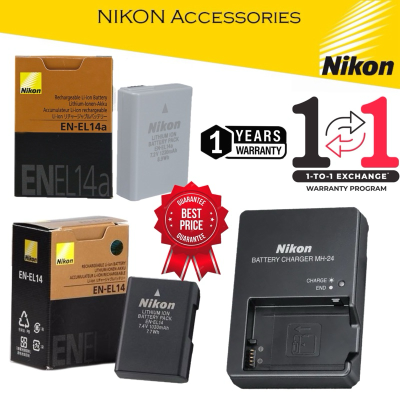 NIKON EN-EL14/NIKON EN-EL14A/NIKON MH-24 BATTERY CHARGER (1 YEARS ...