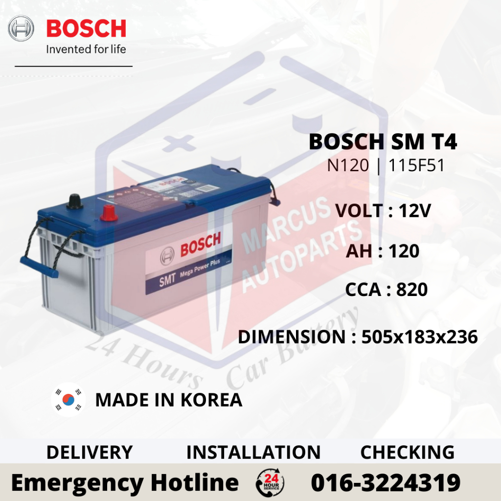 BOSCH SM T4 MEGA POWER N120 | 115F51 AUTOMOTIVE CAR BATTERY | Shopee ...