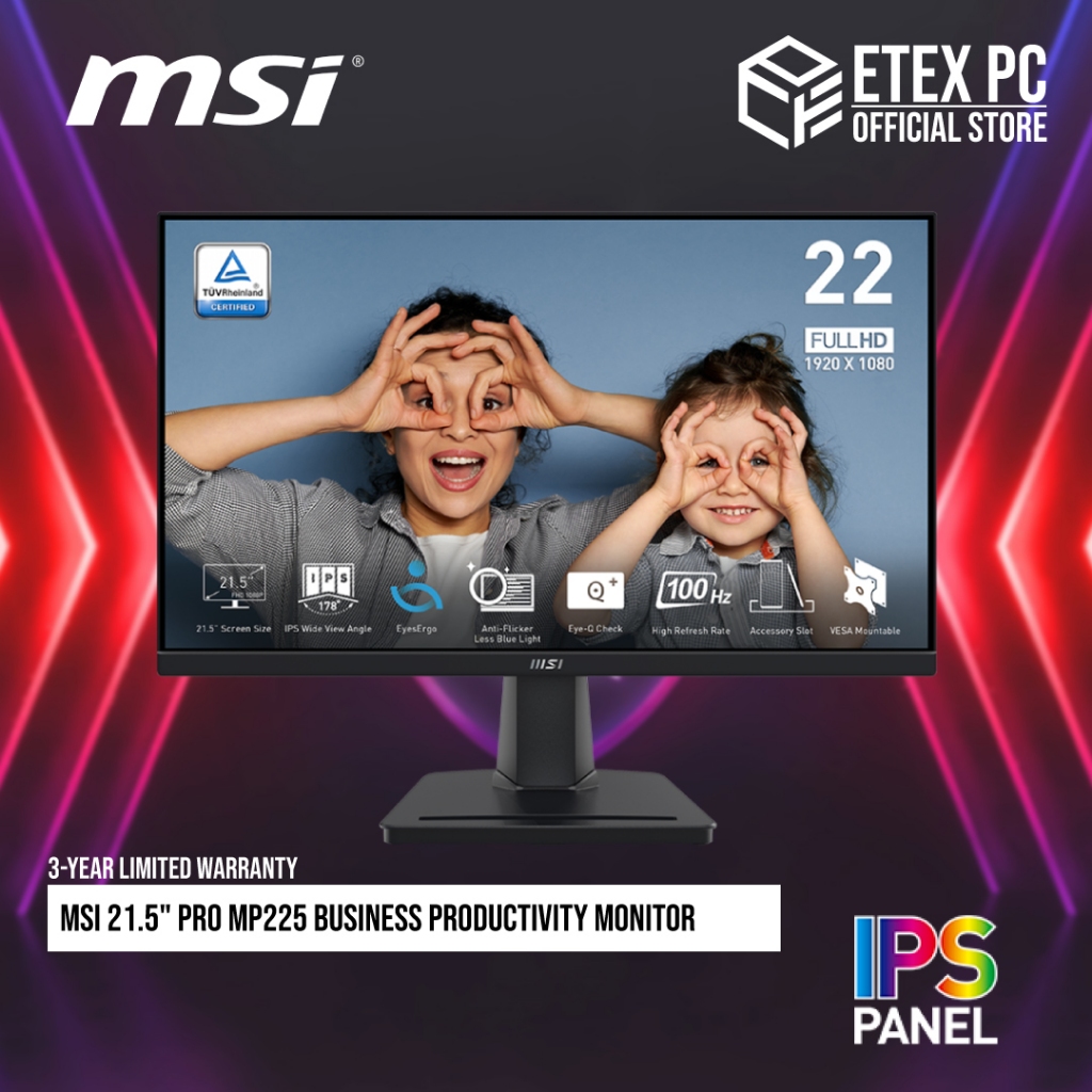 MSI 21.5" PRO MP225 Business Productivity Monitor - IPS / FHD / 100Hz ...