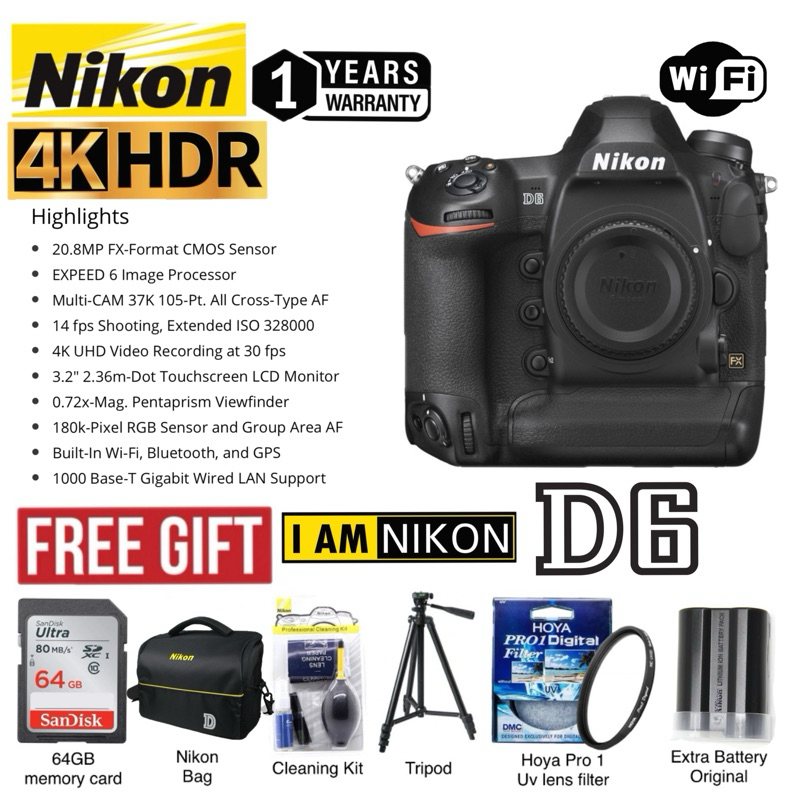 NIKON D6 FULL FRAME DSLR CAMERA BODY ORIGINAL (1 YEARS WARRANTY) GPS ...