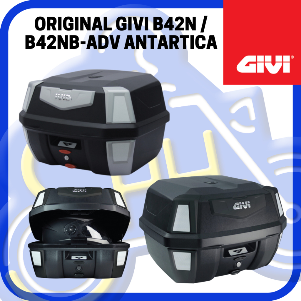 💯ORIGINAL GIVI BOX B42N ANTARTICA ACCESSORIES MONOLOCK TOP CASE BLACK REFLECTOR 100% 42 LITRE ...