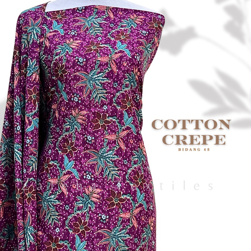 KAIN PASANG COTTON CREPE RINGAN CORAK BUNGA BY ZALEHA TEXTILES | KAIN ...