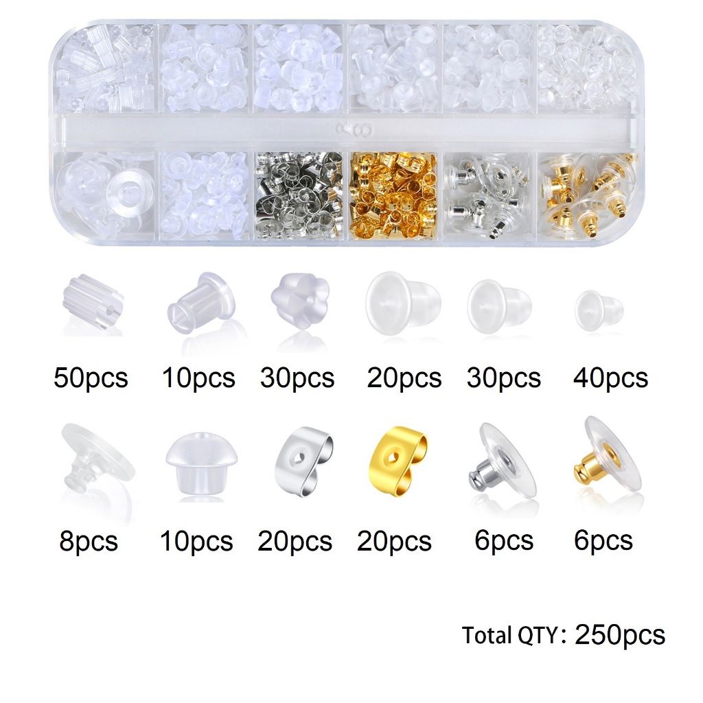 250pcs/Box Rubber Brooch Pin Back Squeeze Badge Holder Butterfly Clasp ...