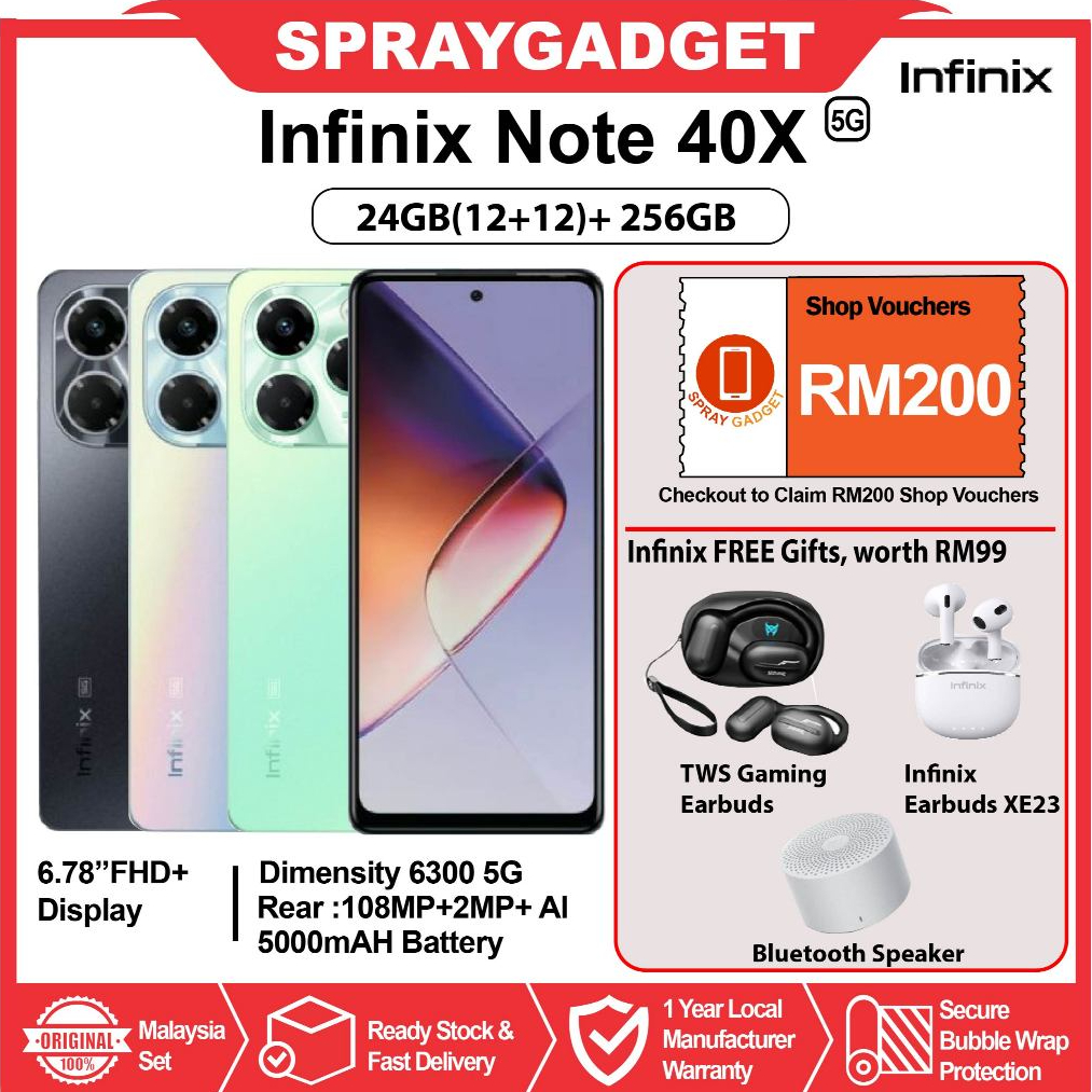 Infinix Note 40X 5G (12+12GB Extended RAM l 256GB ROM)120Hz refresh ...