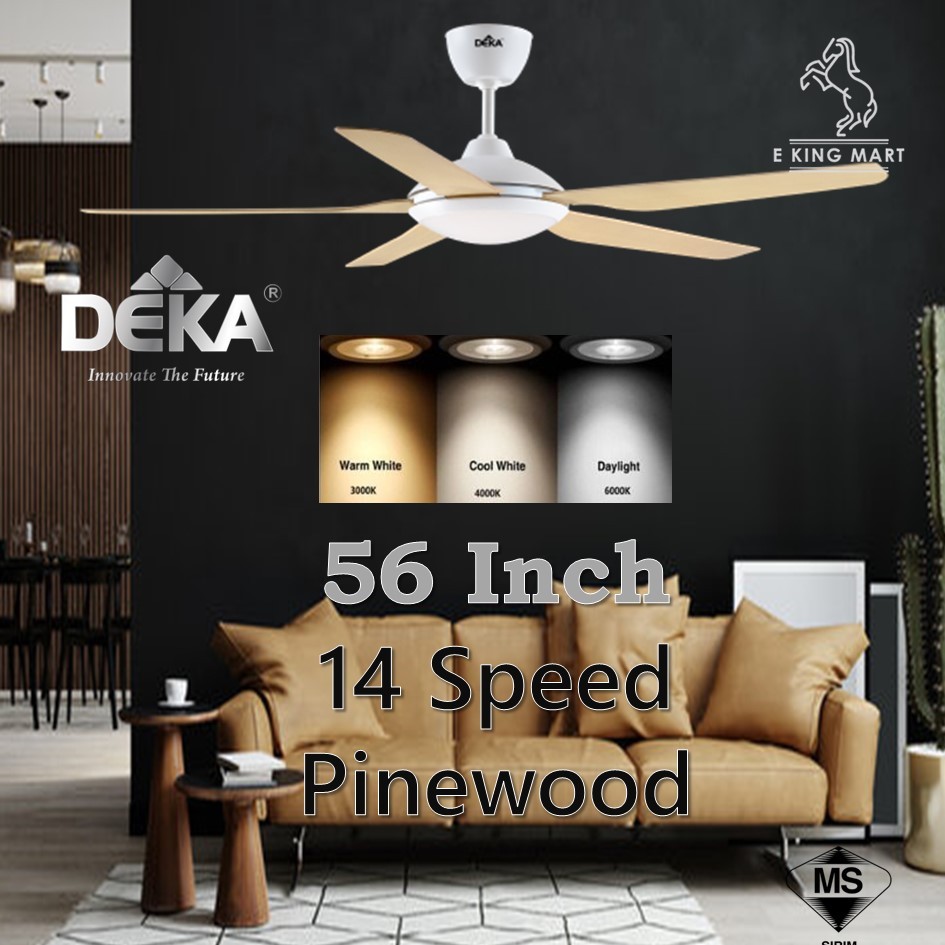 Deka DC Ceiling Fan 56" Led Light DDC-31L 3 Tone Color 14 Speed DDC-31 ...