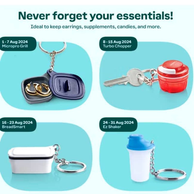 Tupperware (4 Pcs in 1 Set) Keychain Micropro Grill, Turbo Chopper, Ez ...