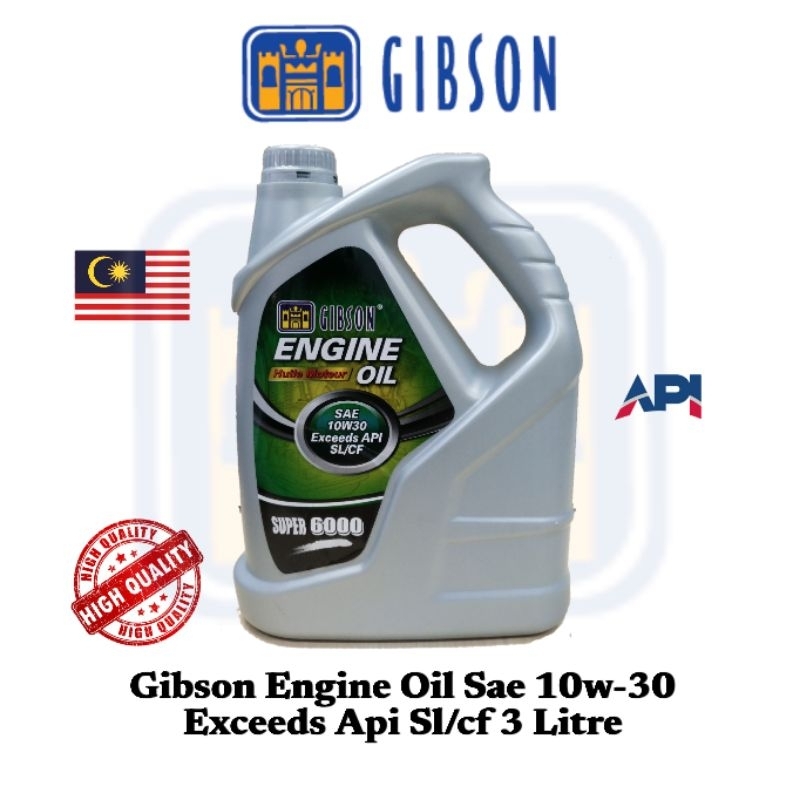 GIBSON ENGINE OIL SUPER 6000 SAE 10W30 3 LITRE / Minyak Hitam Enjin ...