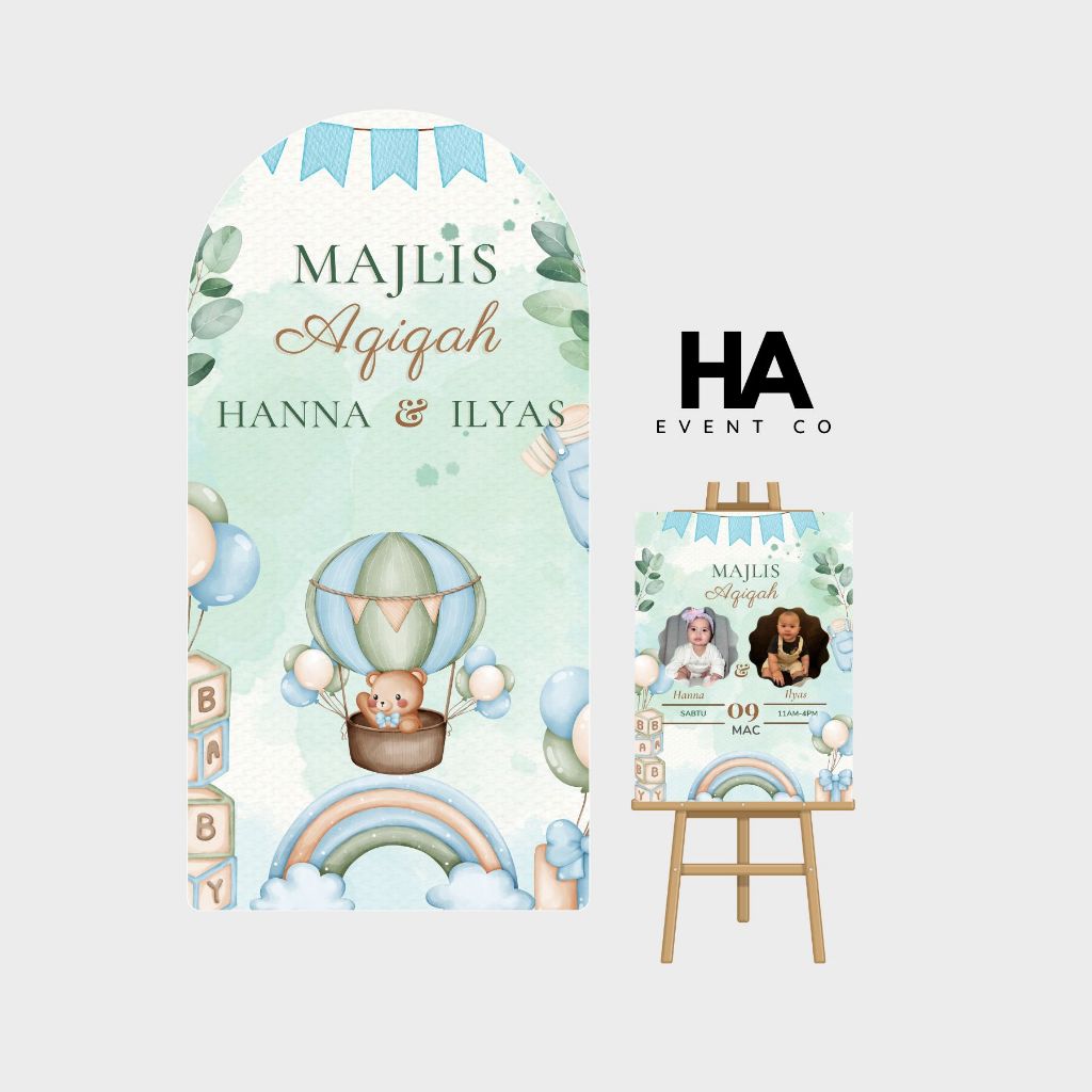 Board Printing Round Arch shape Backdrop /Foamboard/ Aqiqah decoration ...