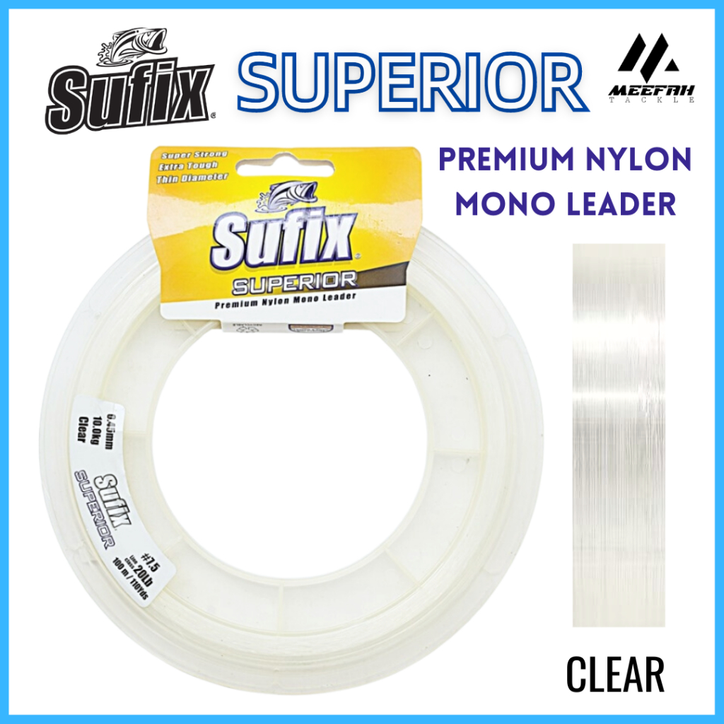 Sufix Superior Premium Nylon Mono Leader 100M - Fishing Leader Line ...