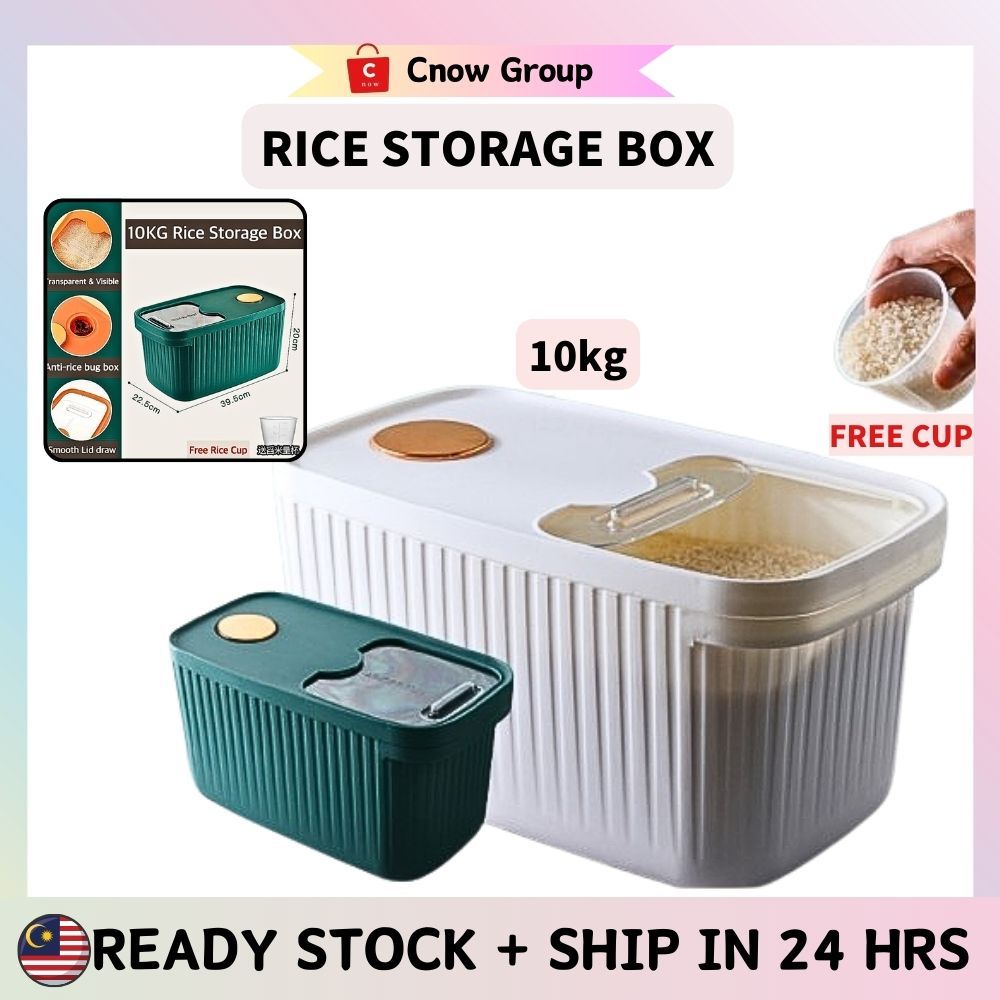 10kg Rice Storage Box Dispenser Bucket Insect-Proof Sealed Kitchen Rice ...