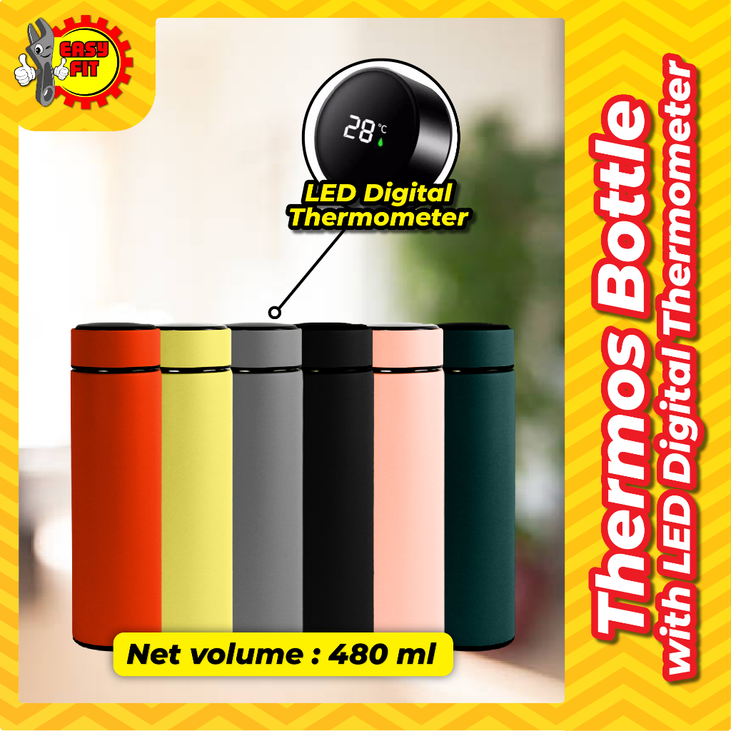 Smart LED Temperature Display Vacuum Flask Thermos Bottle 480ML | Shopee Malaysia