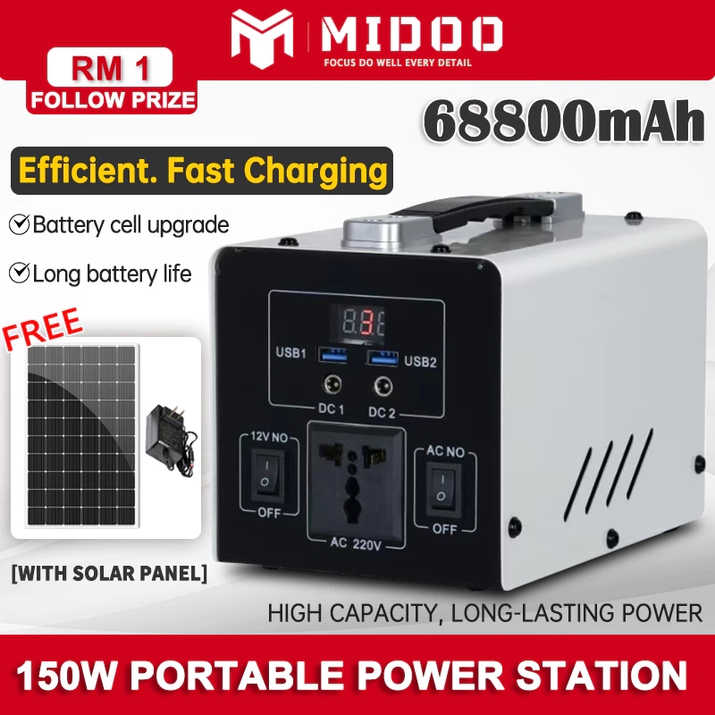 Portable Power Station 150W AC 220V Output Emergency Backup Powerbank ...