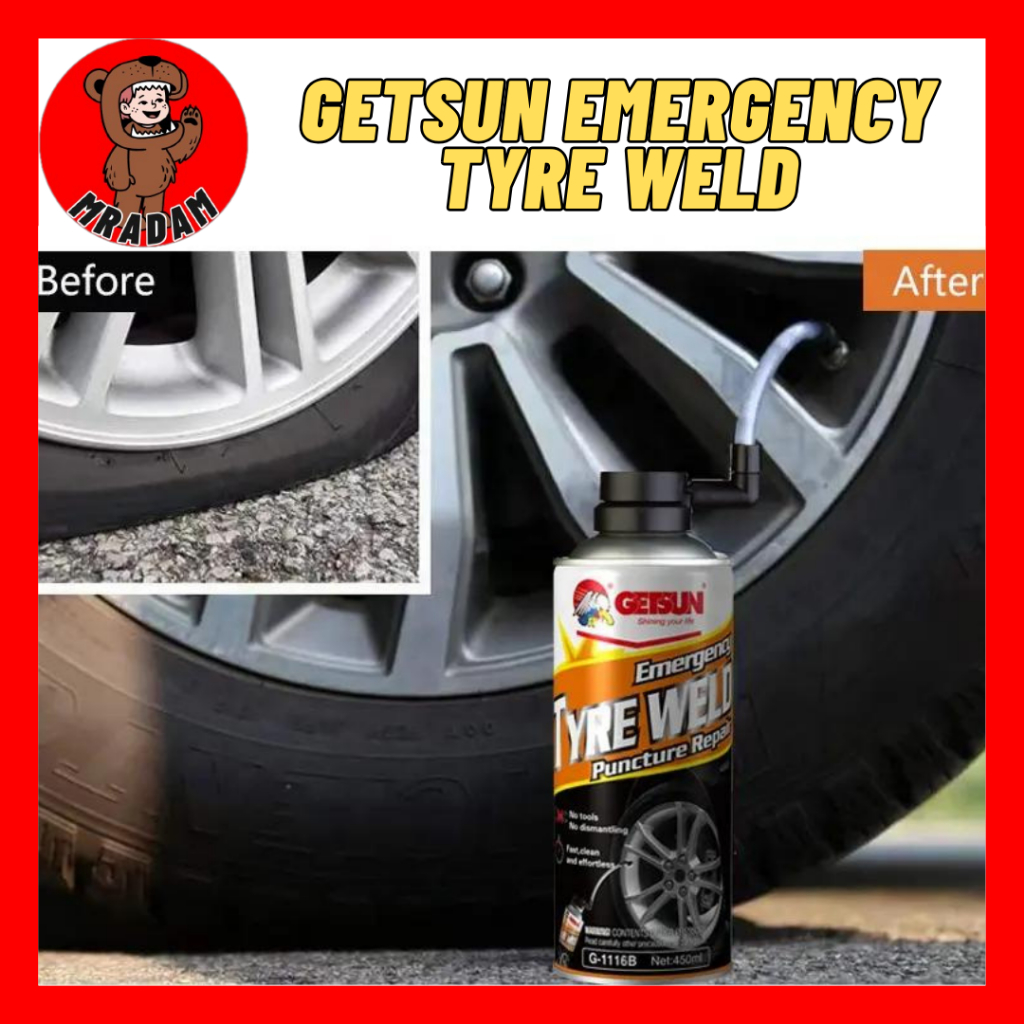 GETSUN Emergency Tyre Weld (450ml) - Tayar bocor, cacing tayar car tyre ...