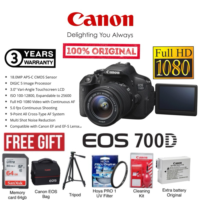 (TOUCH SCREEN)CANON EOS 700D (18-55MM IS II ) 3 YEARS WARRANTY FREE ...
