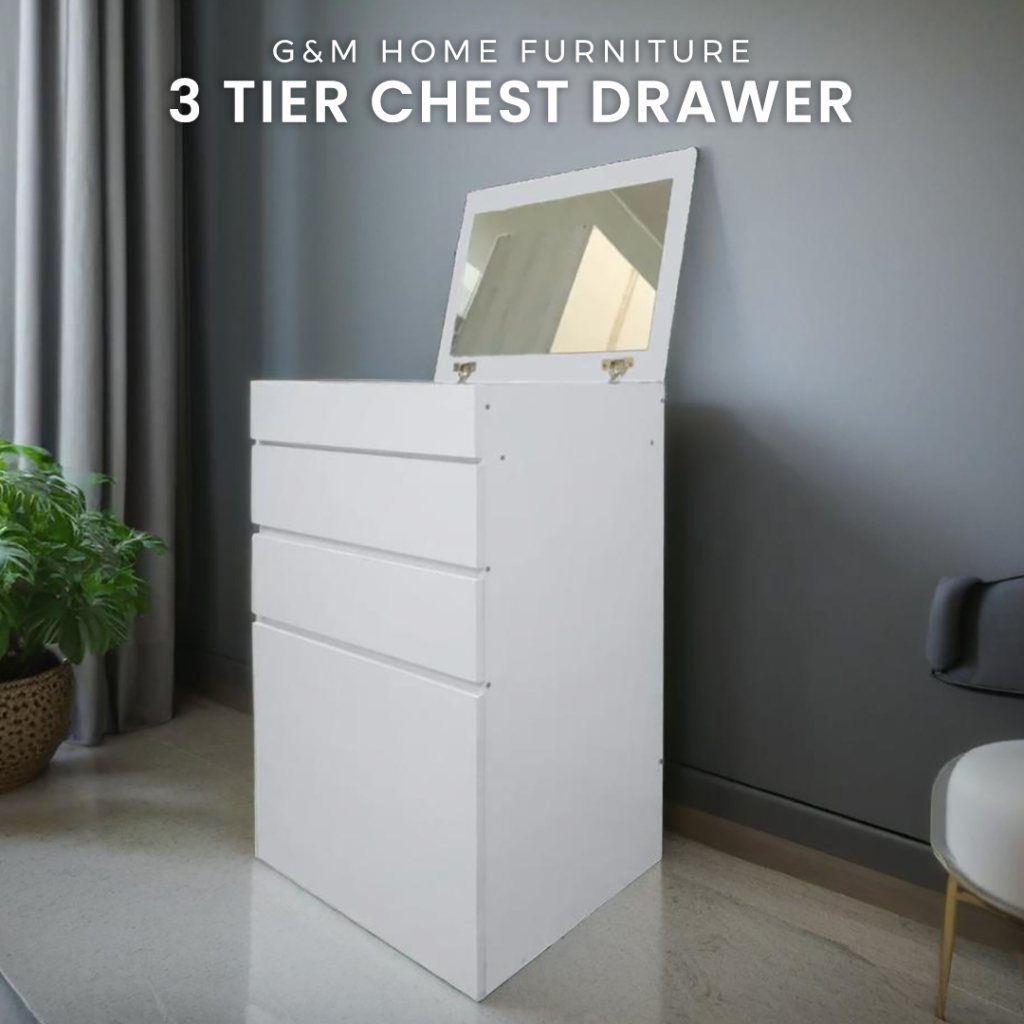 G&M🔥FREE SHIPPING🔥Chest Drawer 3 Tier_Almari Wardrobe_Cermin Mirror ...