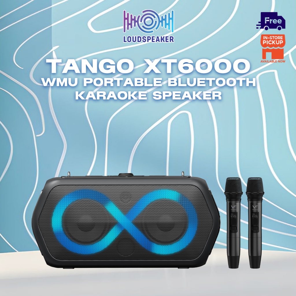 Vinnfier VF Tango XT6000 WMU Portable Bluetooth Karaoke Speaker 300W Party Light Effects 2 UHF ...
