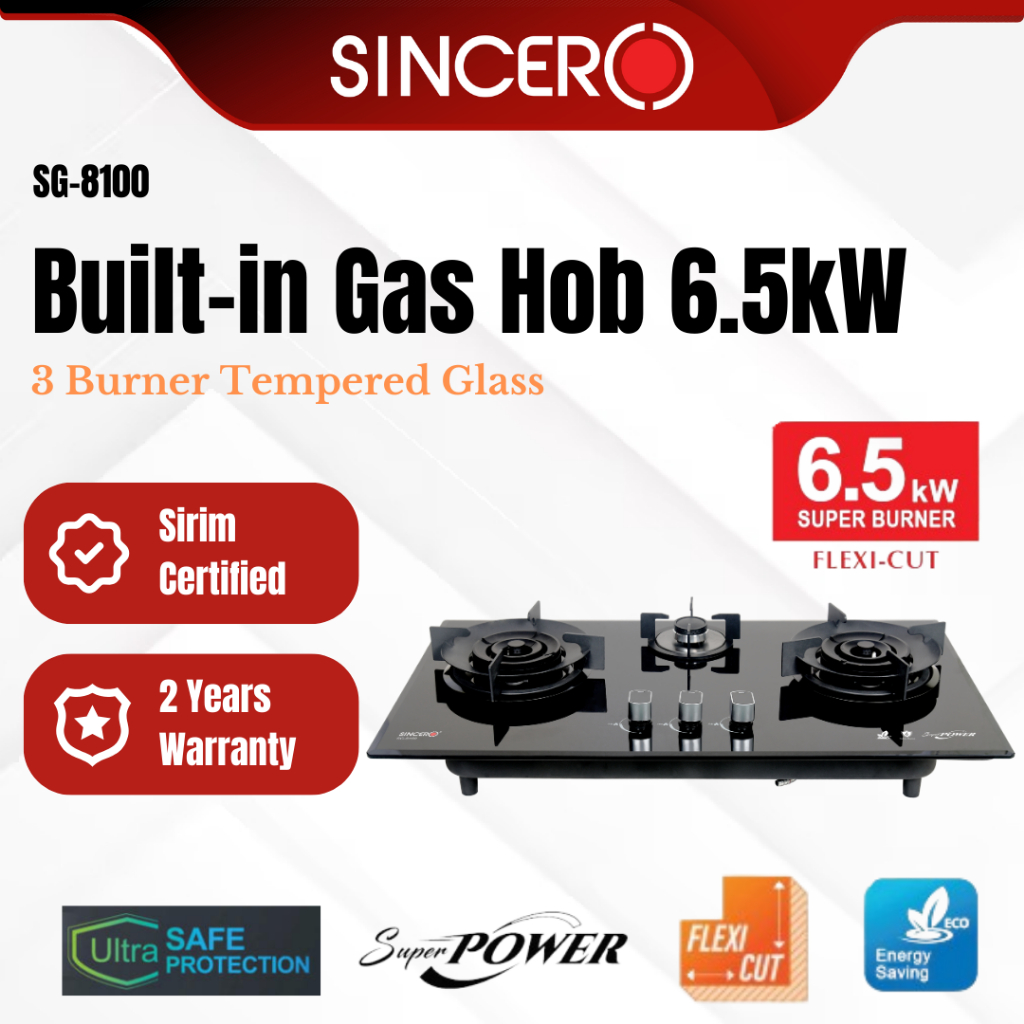 SINCERO Built-in Gas Hob 6.5kW SG-8100 | Shopee Malaysia