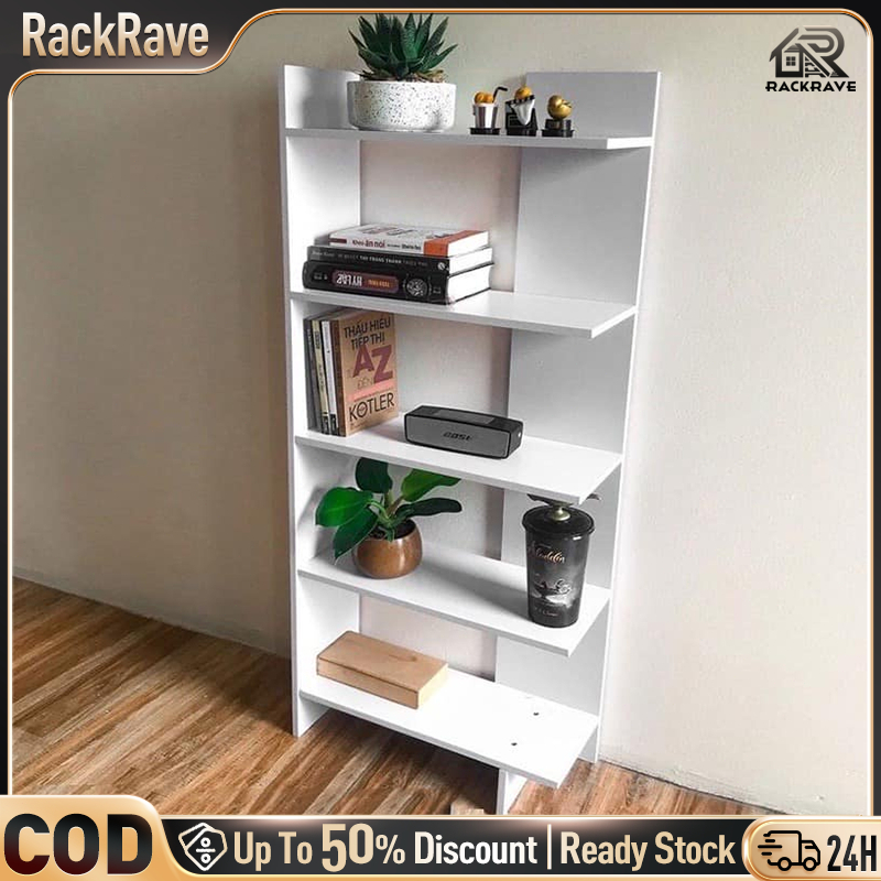 RR-5 Tiers Multipurpose BookShelf Wooden Shelves Rack Office File Storage Rack Simple Floor Rack ...