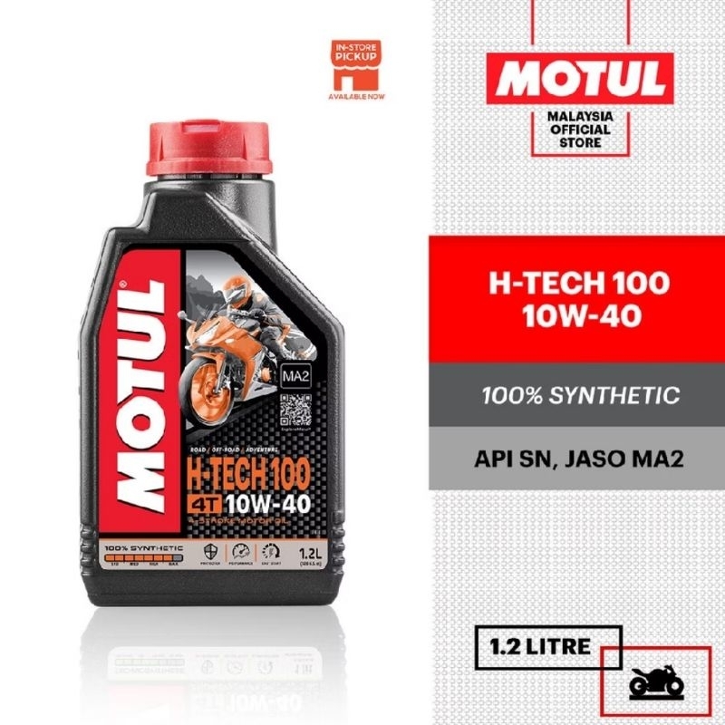 MOTUL H-TECH 100 10W40/10W50 4T OIL 1.2LITRE RS150/Y15(100%ORIGINAL ...