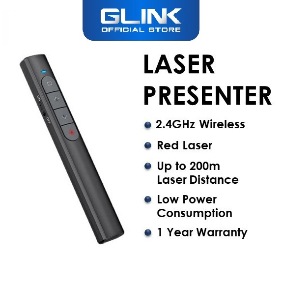 GLINK PP15BK Wireless 2.4GHz Battery Remote Control for PowerPoint ...