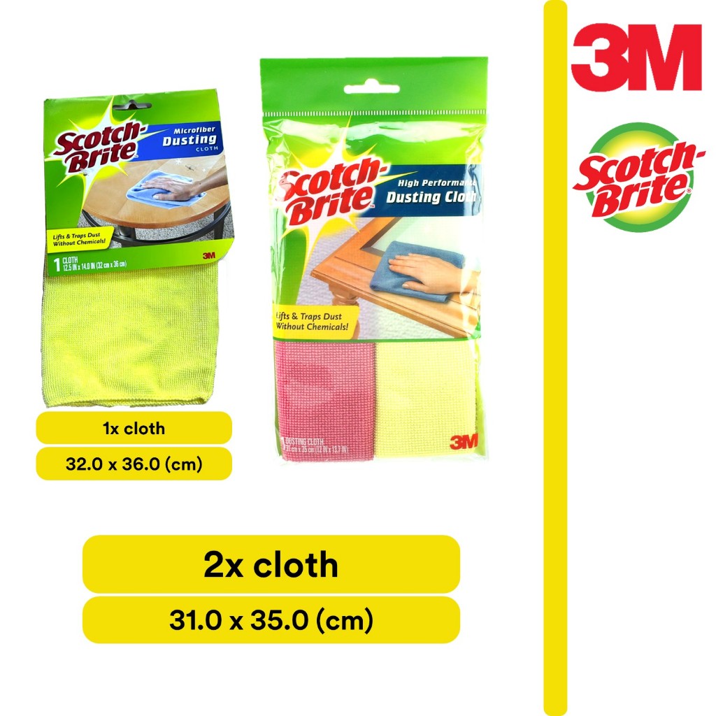 3M Scotch Brite Dusting Cloth (2’s) Microfiber Clean Office House Dust ...