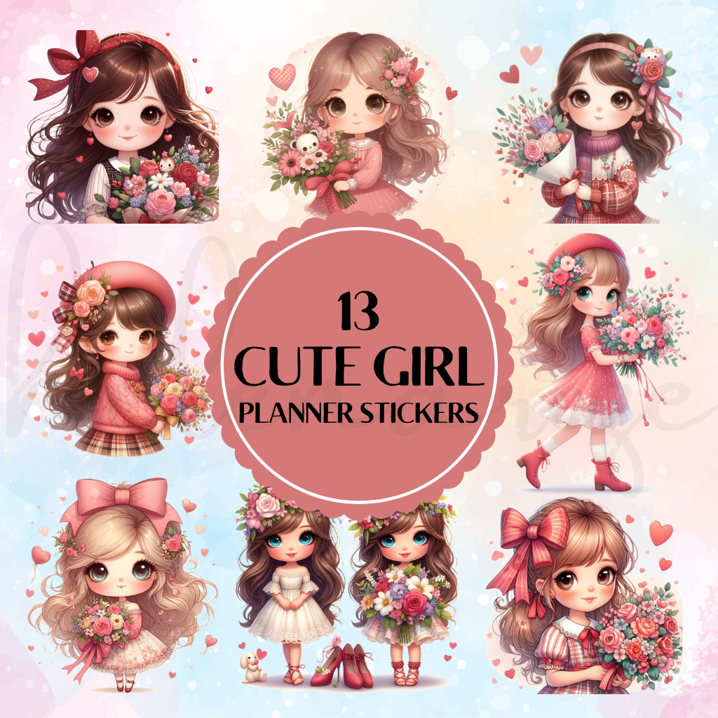 Cute Girl Planner Sticker, Sticker Planner, Goodnotes, Digital Planner ...
