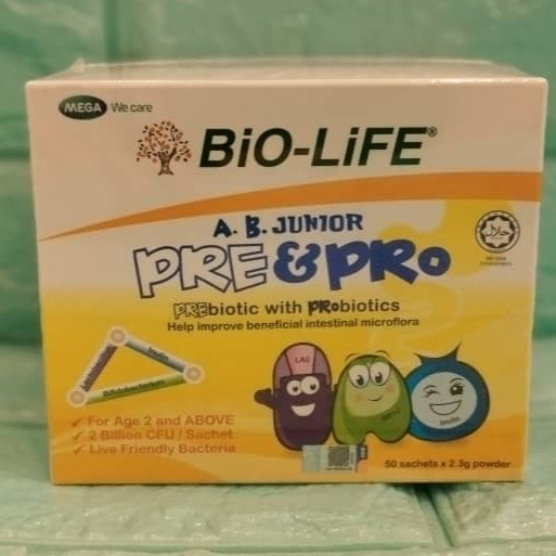 Bio Life A.B. Junior Pre & Pro (Prebiotic & Probiotic) 50 sachets x 2.3 ...
