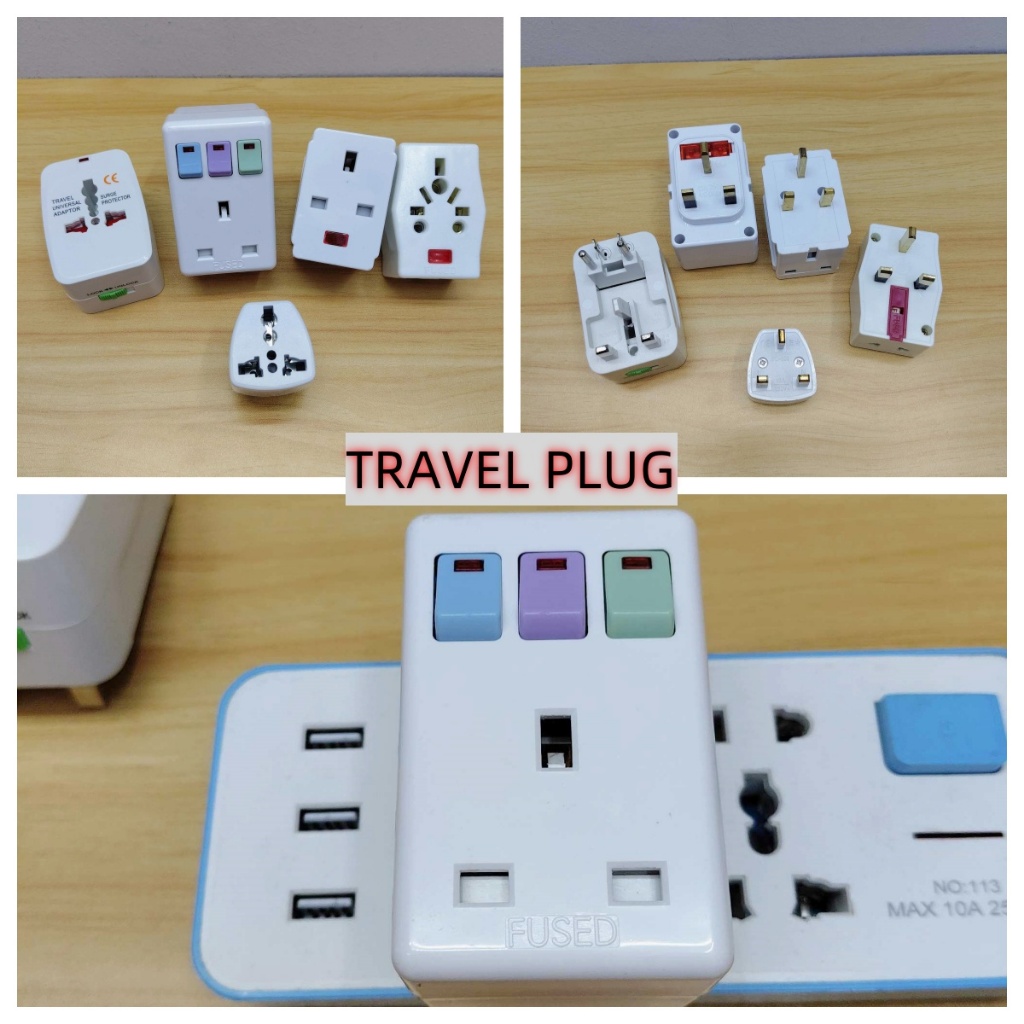 PLUG SOCKET 3 WAY UNIVERSAL 3PIN TRAVELL SOCKET SWITCH ELECTRICAL ...