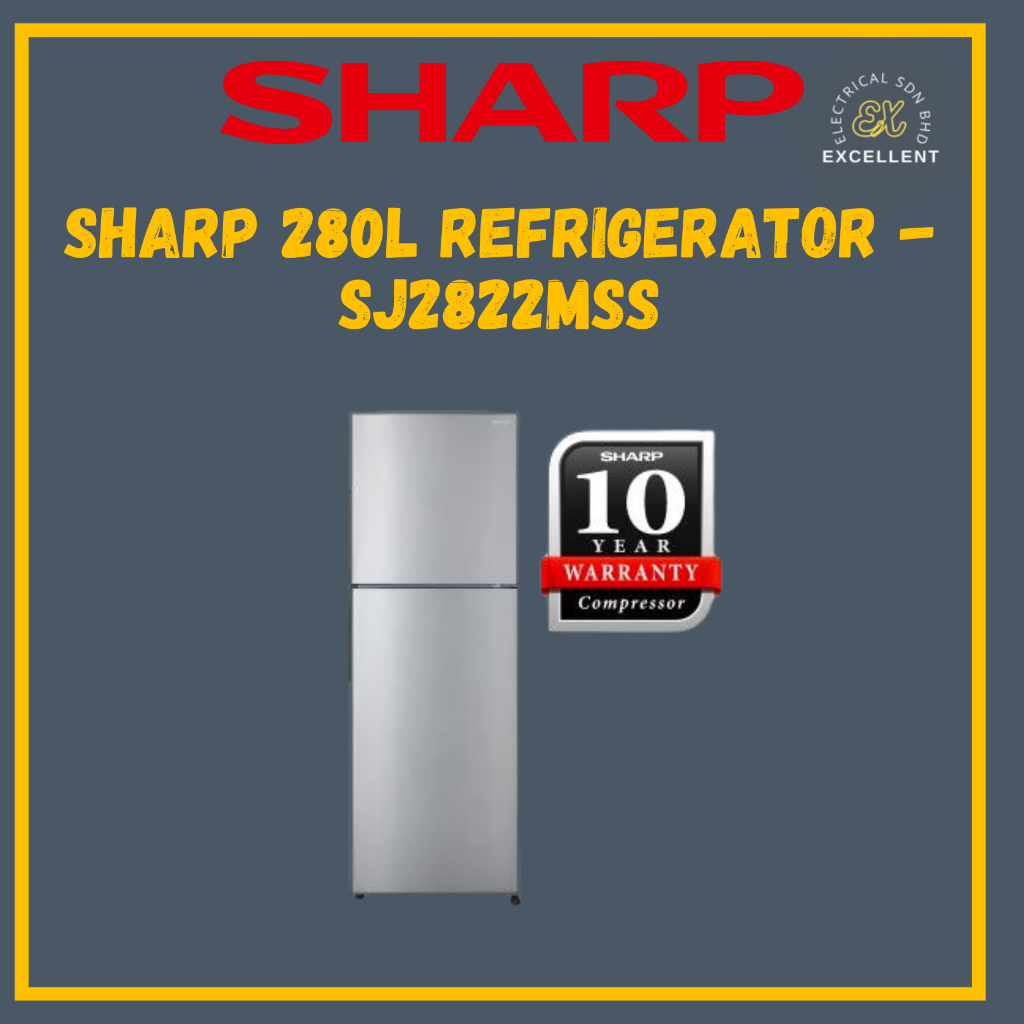 SHARP (280L) Inverter Top Freezer Folio Refrigerator 2822MSS | Energy Saving AG Peti Sejuk 冰箱 ...