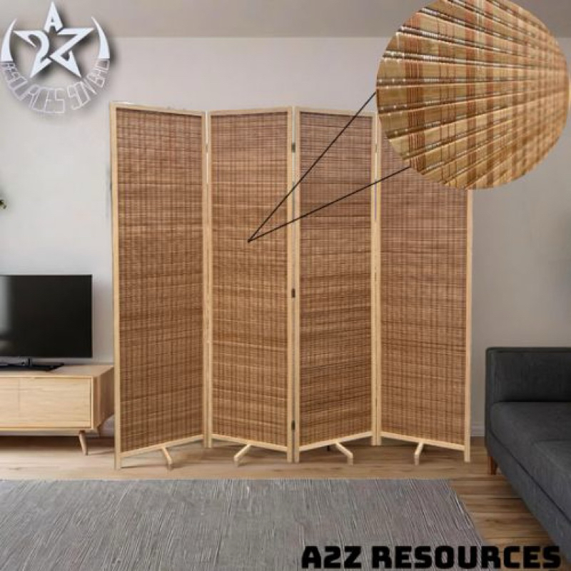 Wooden Frame Bamboo Wall Partition with free LEGS| Room Divider | Bidai ...