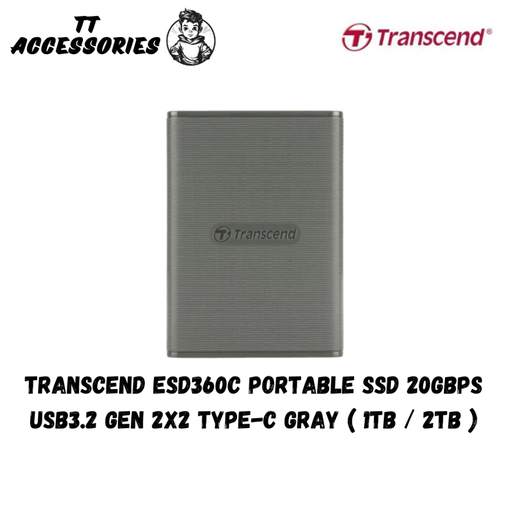 Transcend ESD360C Portable SSD 20Gbps USB3.2 Gen 2x2 Type-C Gray - 1TB ...