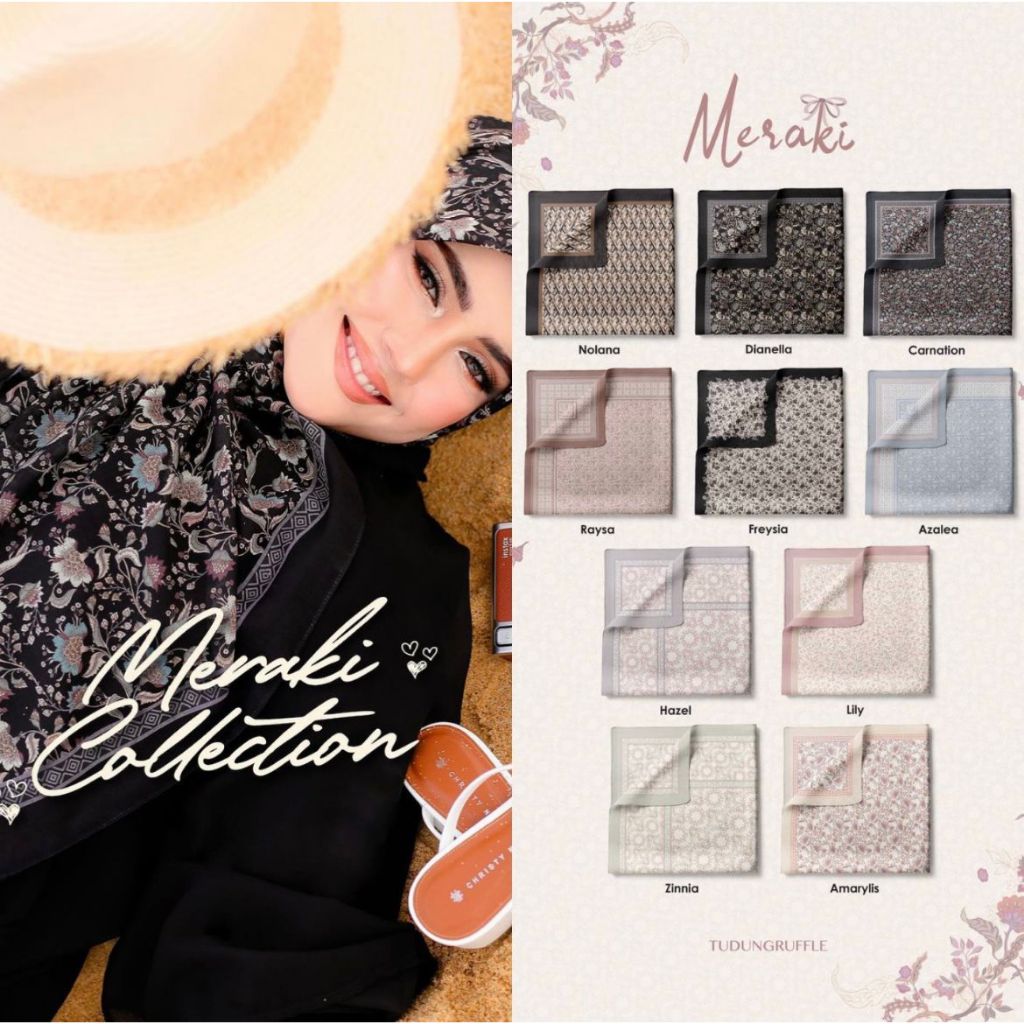 Buy 3 Free 1 Tudung Ruffle Meraki Edition Cotton Voile Printed Square ...