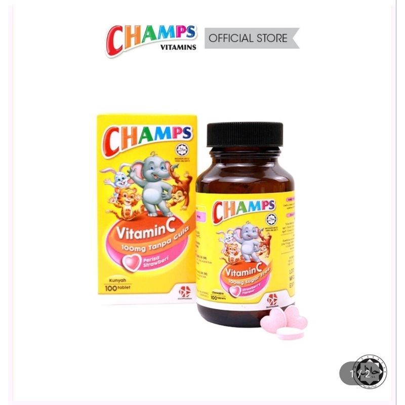 Champ Multivitamin | Plus Lysine | Strawberry | 100 Tablets | Shopee ...