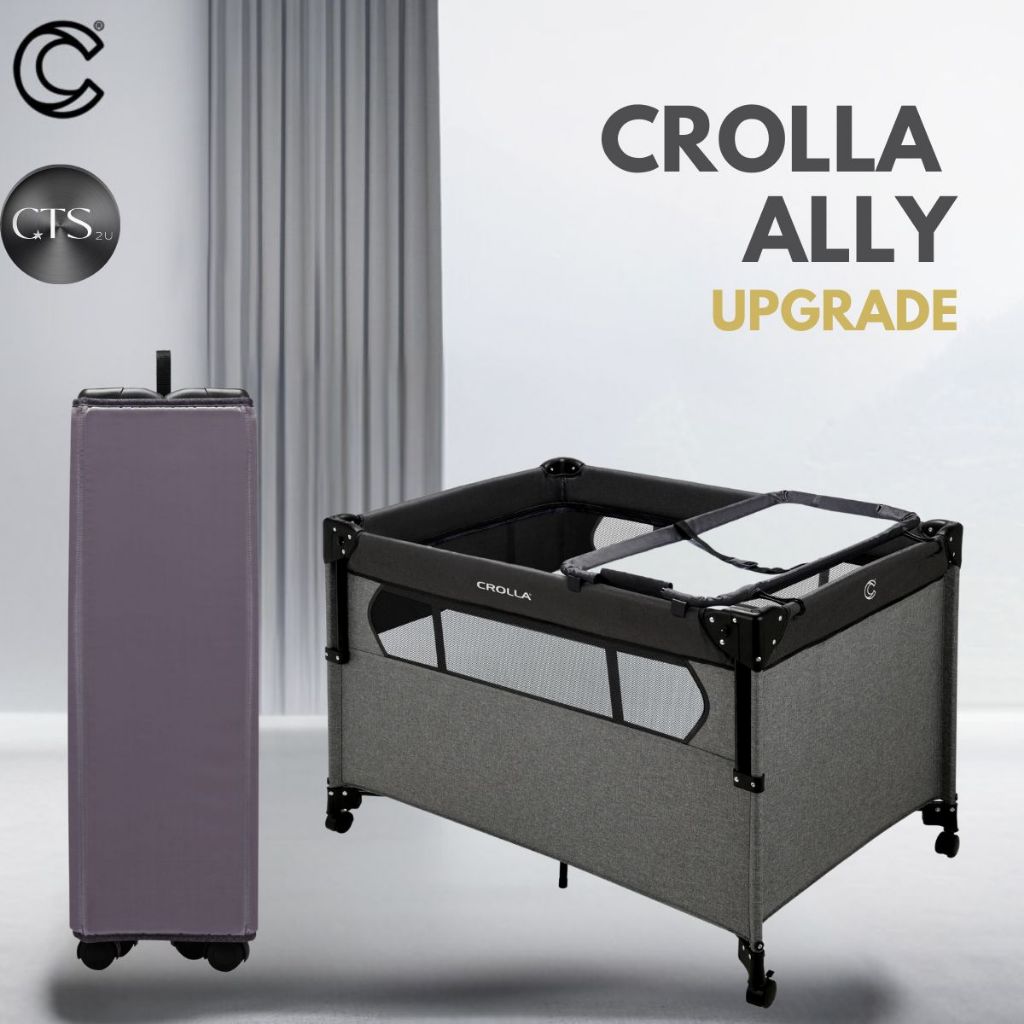New Crolla Ally Upgrade (Two-Tone Black) (Two-Tone Grey) Baby Playpen ...