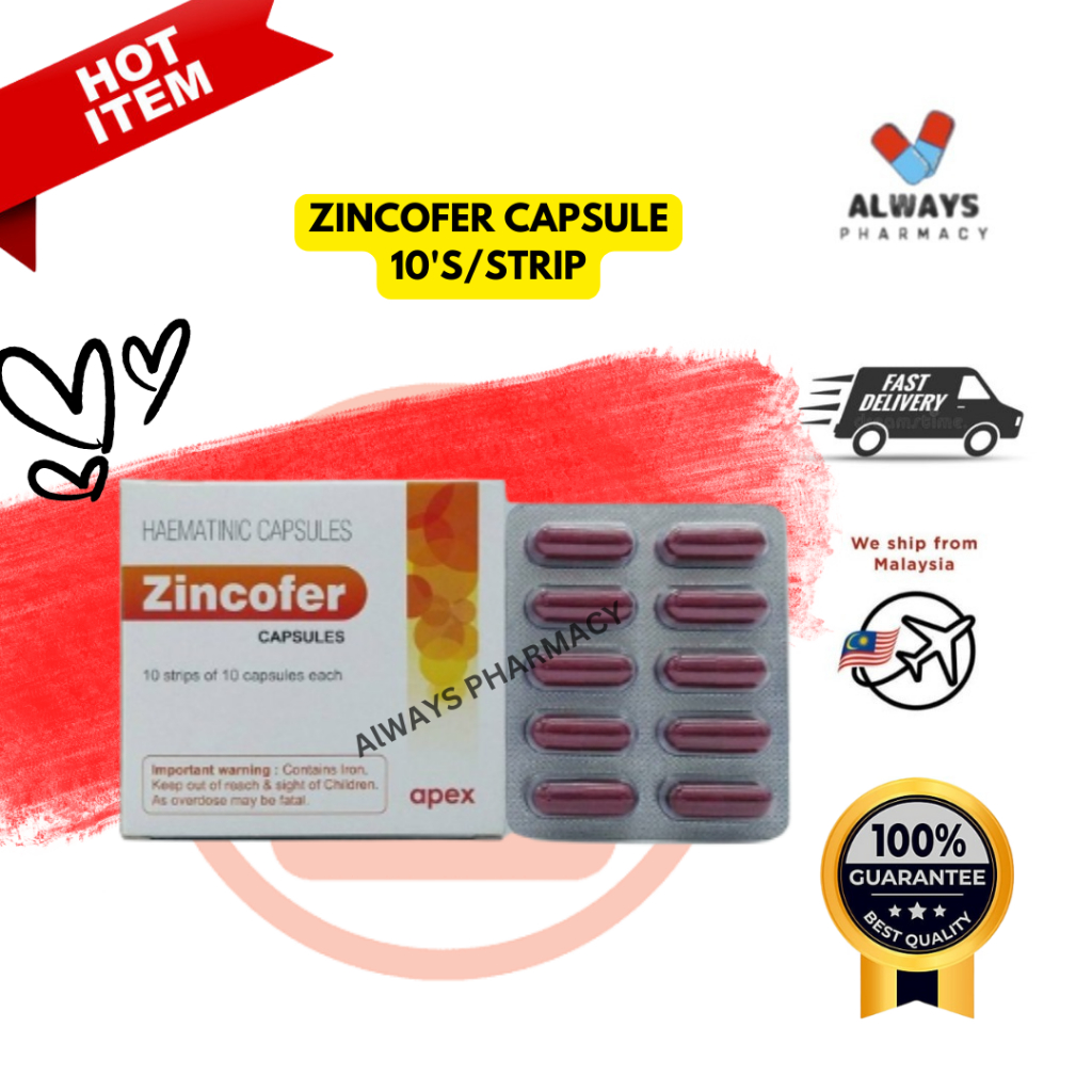1 STRIP ZINCOFER CAPSULE (10 BIJI/STRIP) - IRON CAPSULES UBAT ZAT BESI ...