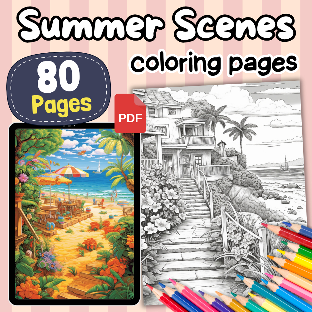 [PDF FILE ONLY] A002 SUMMER SCENES PRINTABLE COLORING PAGE | Shopee ...