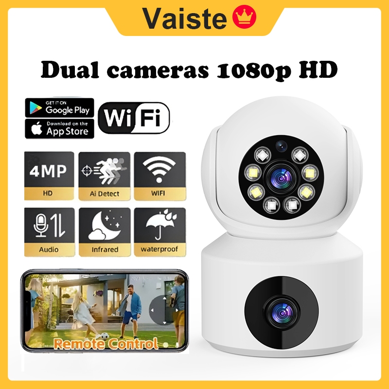 CCTV Camera Wifi-Connect To Cellphone 4MP HD Dual Lens Home Security ...