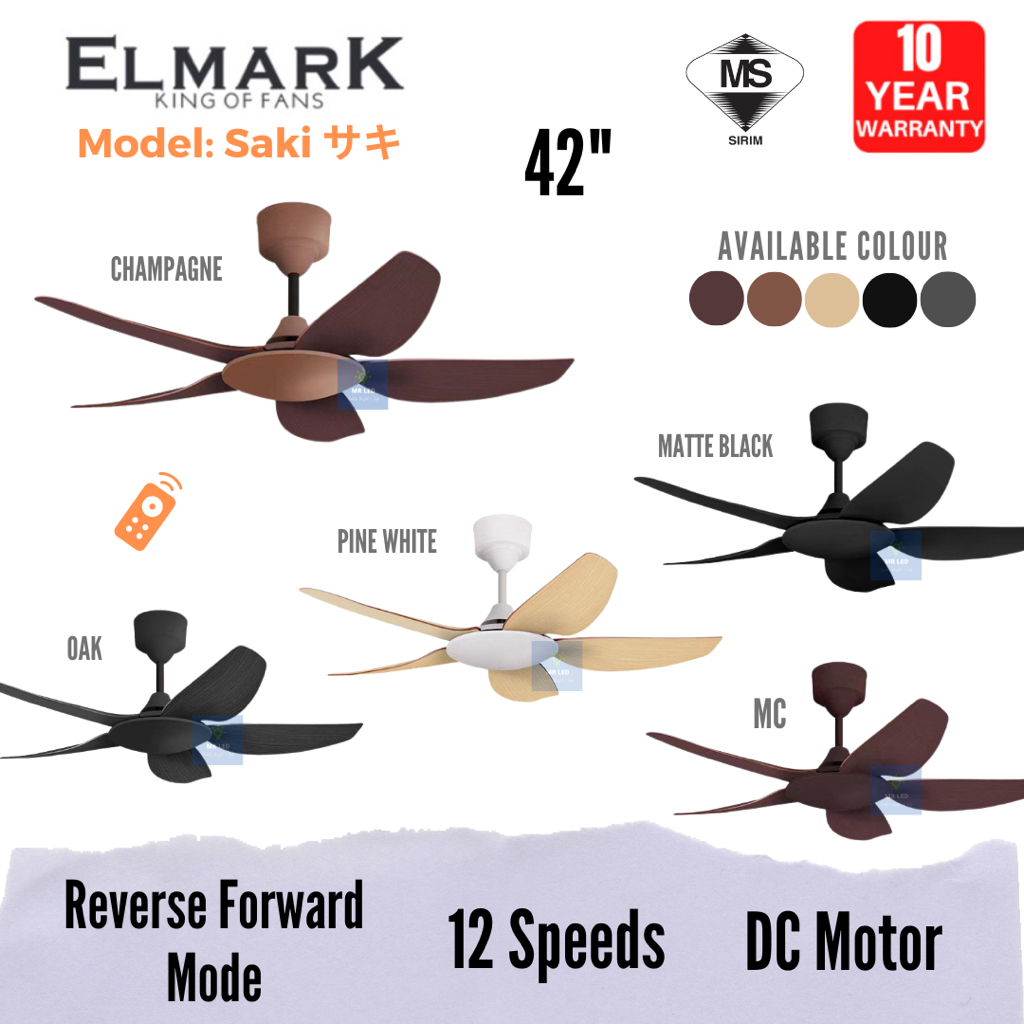 ELMARK SAKI REMOTE CEILING FAN BABY FAN 42” / KIPAS SYLING REMOTE ...