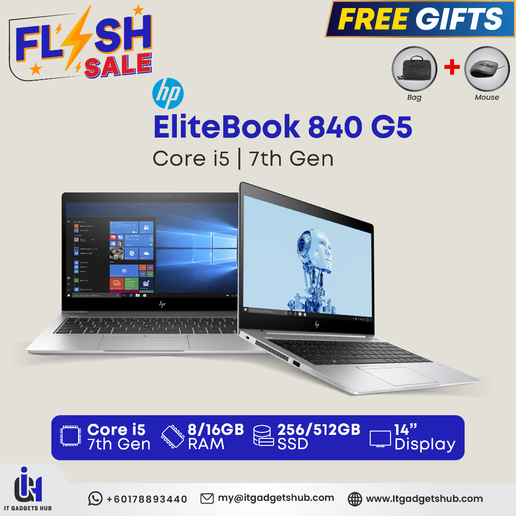 HP ProBook 840 G5 Laptop | Intel Core i5-7th Gen 13.3" Display | 8GB ...