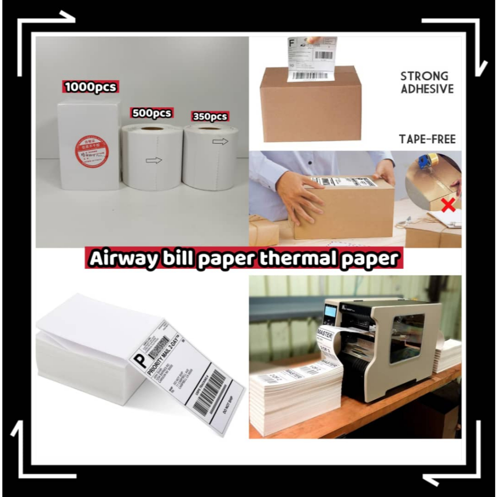 Kertas kurier pelekat cetak 300/500/1000pcs airway bill paper thermal printer label sticker ...